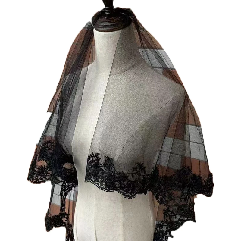 Halloween-Ghost-Witch-Wedding-Black-Lace-Veil-bridal-veils-Cosplay ...