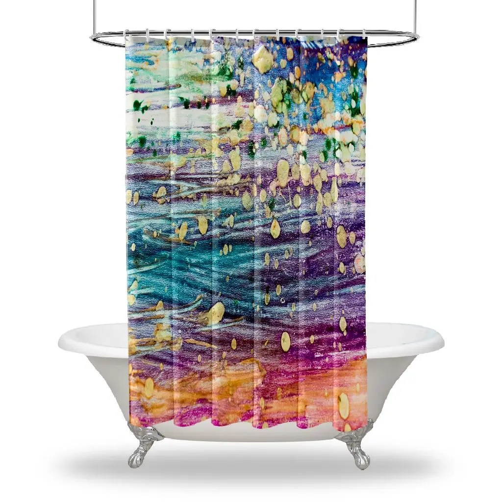 Oil-Painting-Printed-Showers-Curtain-Waterproof-Button-Hole-Shower ...