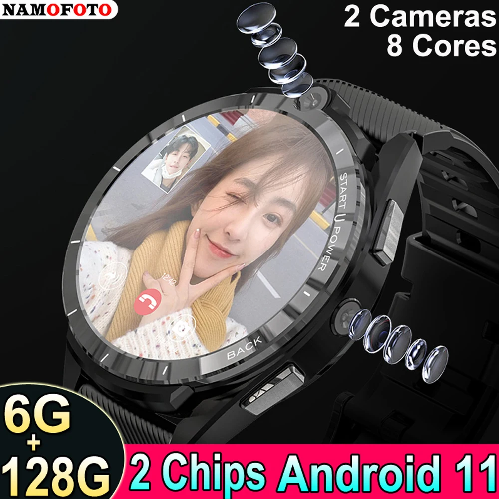 Android 11 Smartwatch com CPU Dual, Relógio Inteligente, 4G, 6GB, 128GB ...