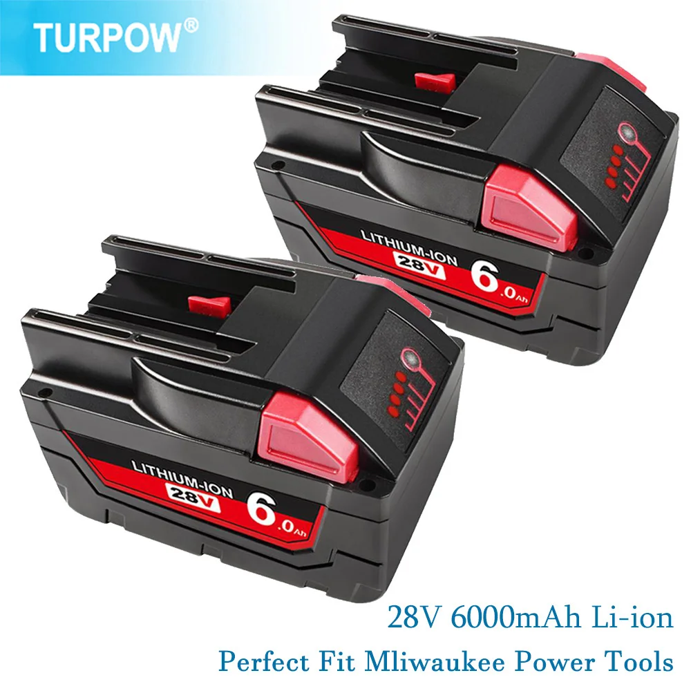 Turpow M28 6000mah 28v Li-ion Replacement Battery With Led Gauge For ...