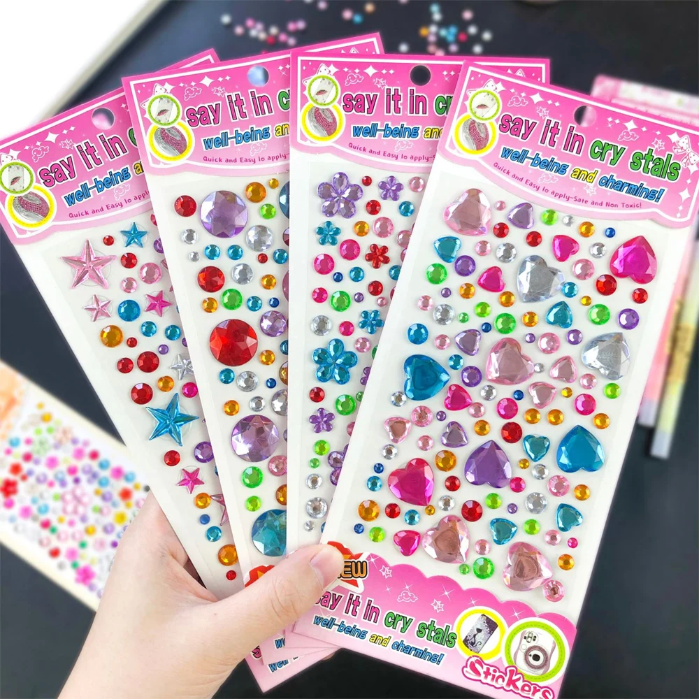 Children's 3D Gem Diamond Stickers Shiny Rhinestone Acrylic Crystal ...