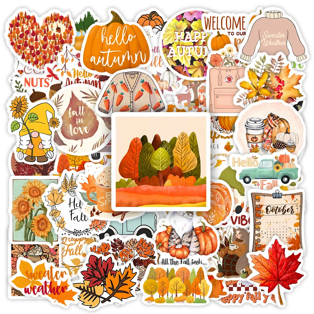 Cute-Autumn-Fall-Stickers-Vintage-Art-Pumpkin-DIY-Toy-Gift-Decorative ...