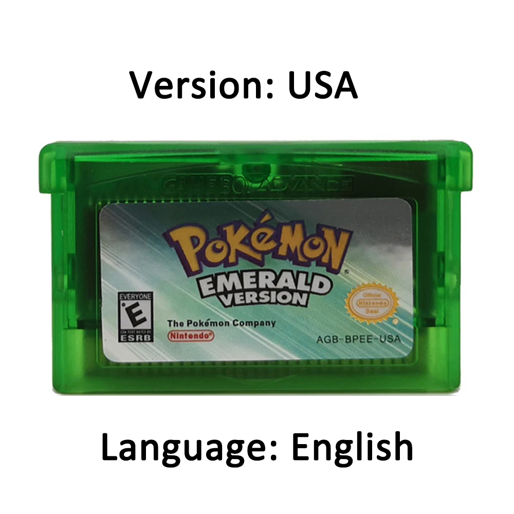 GBA Series 32-bit Video Game Cartridge Console Card Emerald FireRed ...