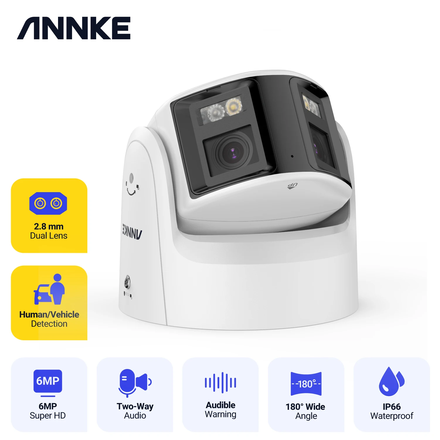 Annke 360° Panoramic Security Camera 265+ 6mp Dual Lens 2.8mm Ip Camera ...