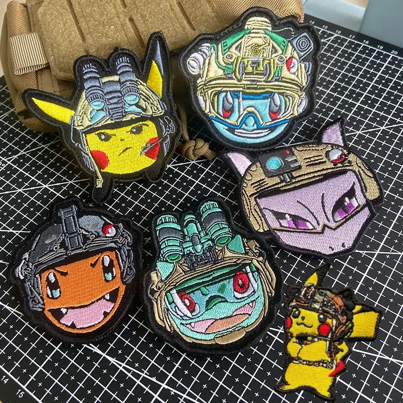 Anime Patch Pocket Monster Tactical Morale Badge Pikachu Little Fire ...