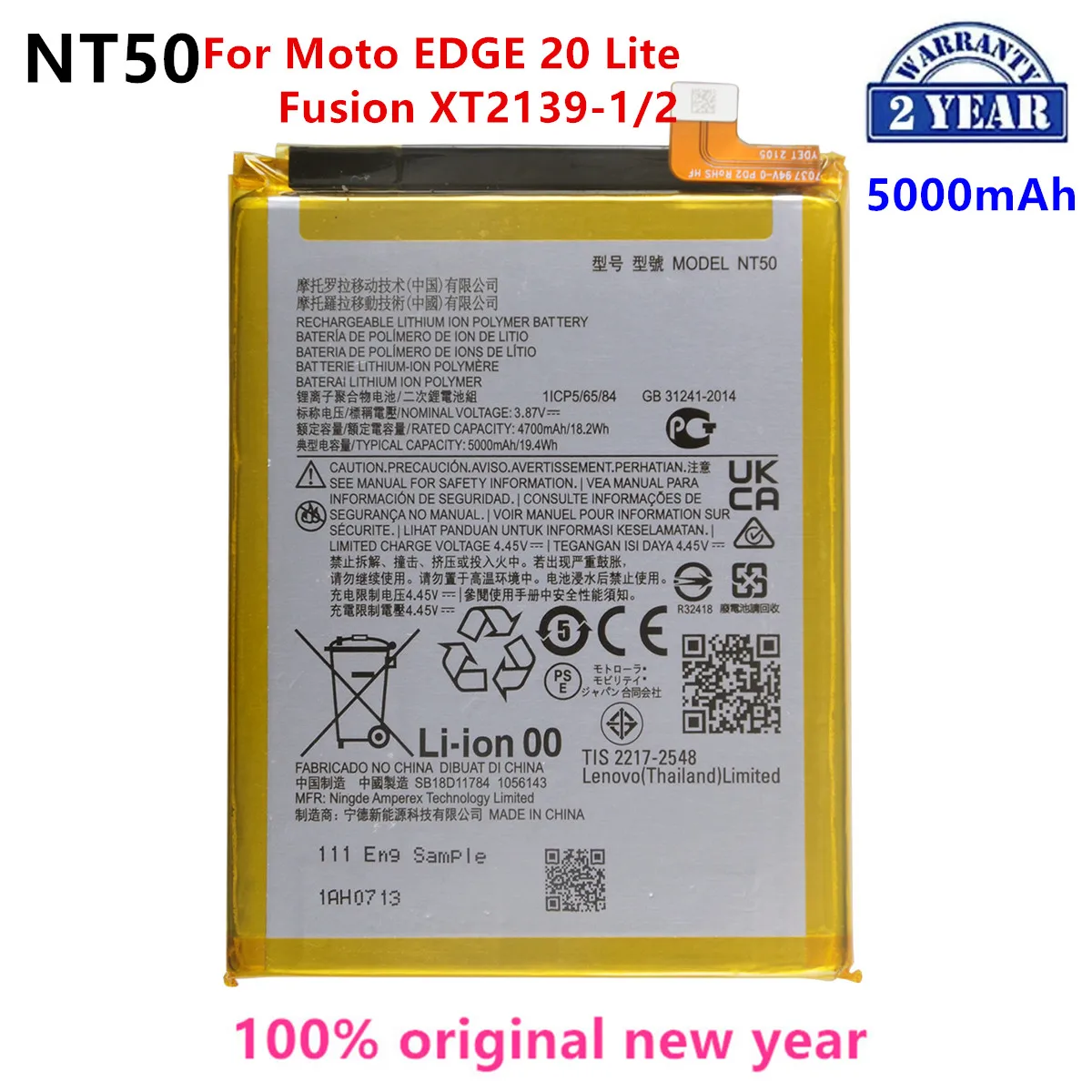 100-Original-NT50-5000mAh-Battery-For-Motorola-Moto-EDGE-20-Lite-Fusion ...