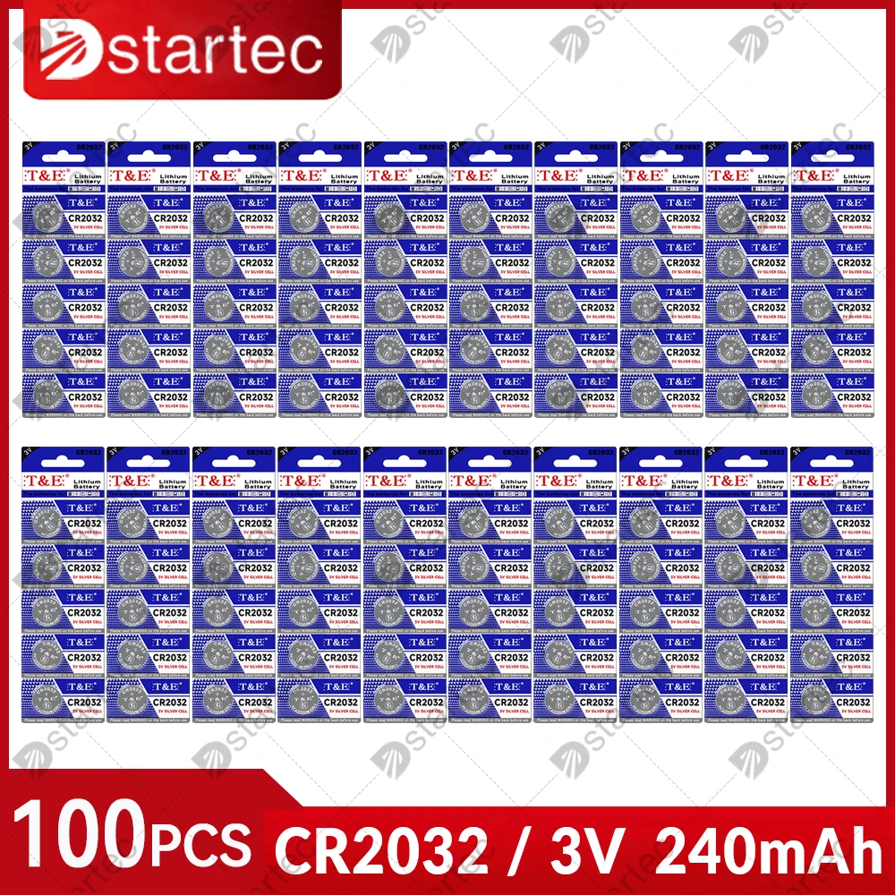 TE 100PCS CR2032 3V Lithium Button Batteries, CR 2032 Coin Battery for ...