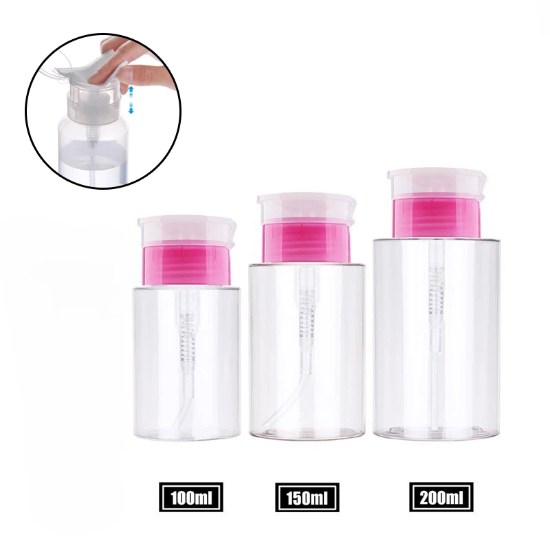 100ml-150ml-200ml-Protable-PETG-Empty-Push-Down-Makeup-Liquid-Nail-Cleaner-Polish-Remover-Pump ...