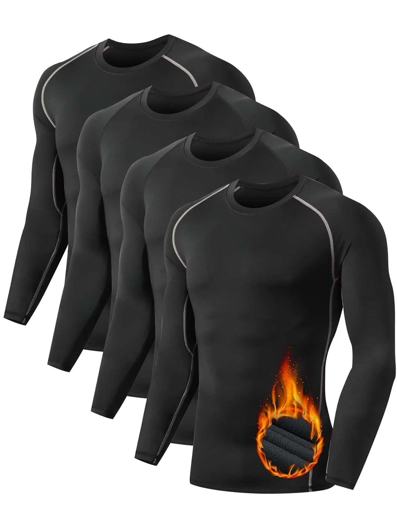 4-Pack-Men-s-Thermal-Compression-Shirt-Fleece-Lined-Long-Sleeve ...