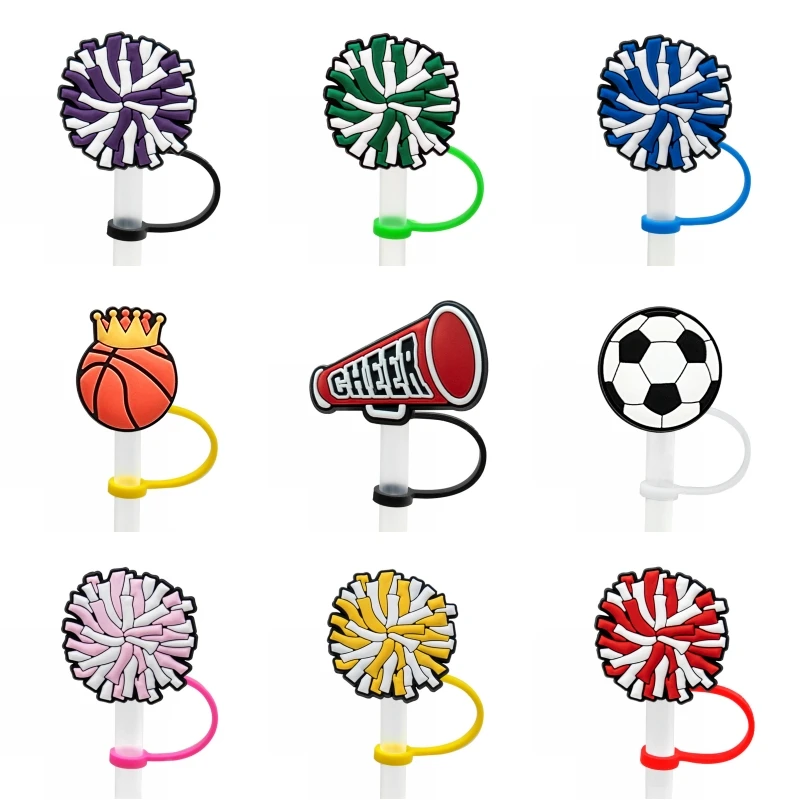 1PCS-PVC-Straw-Covers-Cheering-section-Straw-Charms-Football-Basketball ...