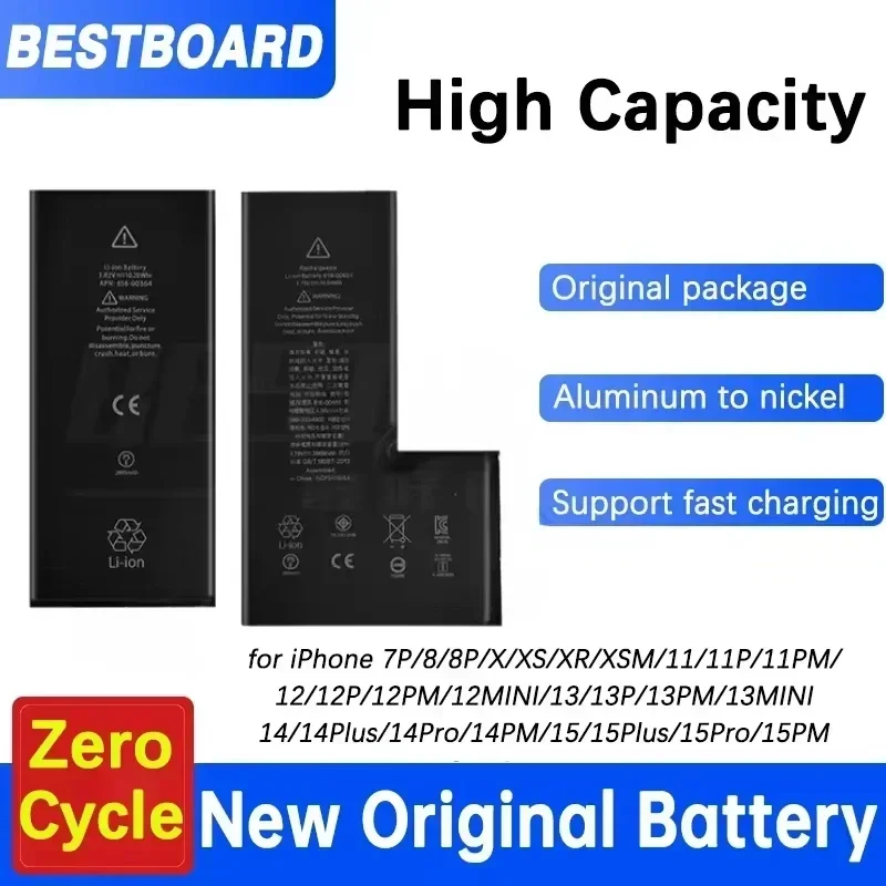 High Capacity 0 Cycle Battery for iPhone 7 8 Plus X XS Max XR 11 12 13 ...