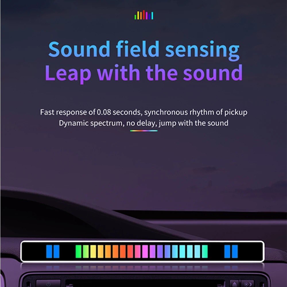사운드 컨트롤 Rgb Led 자동차 리듬 라이트 바 음악 리듬 램프 자동차 인테리어 앰비언트 1632 빔 멀티 씬 응용