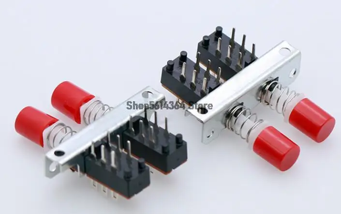 2pcs Interlock Push Button Switch Piano Type Dpdt 6 Pins 2 Rows Pbs ...