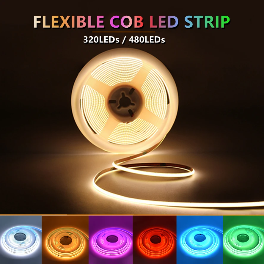 COB LED Strip Light High Density Flexible Tape Ribbon Led Lights For ...
