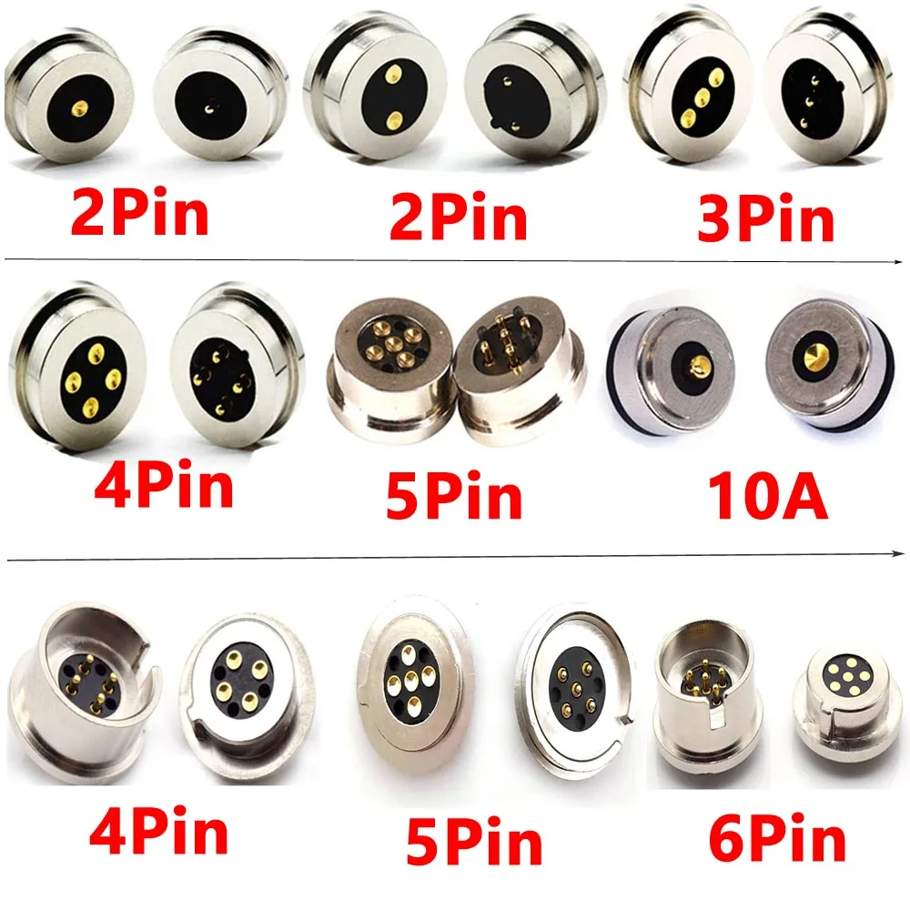 1Pair 2/3/4/5/6Pin waterproof high current magnet suction spring pogo ...