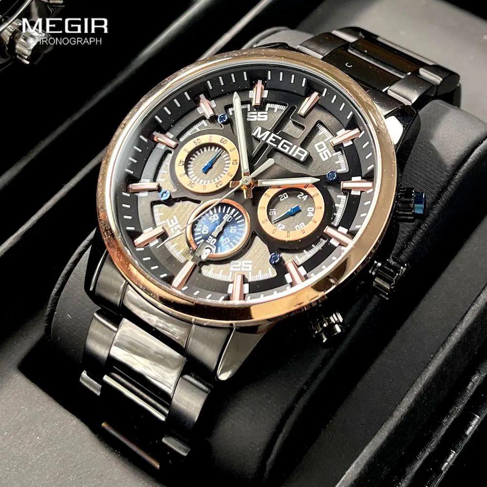 MEGIR-Reloj-de-pulsera-de-cuarzo-para-hombre-cron-grafo-luminoso-con ...