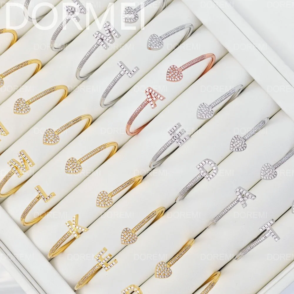 DOREMI Crystal White CZ Cuff Bangle Jewelry Women Fashion Jewelry Bands ...