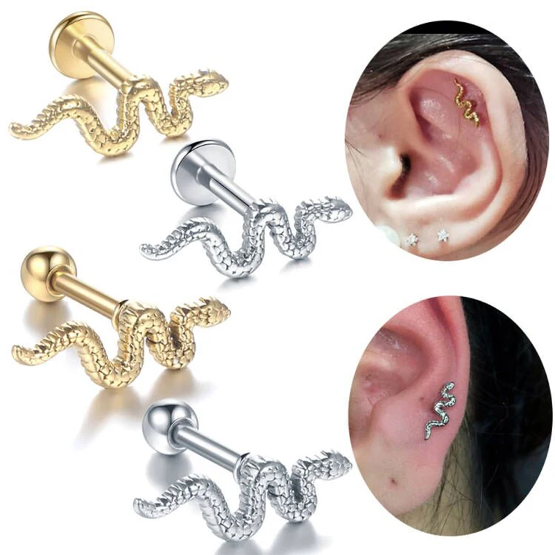 16G-Piercing-Surgical-Steel-Earrings-Snake-Labret-Pircing-Punk-Tragus ...