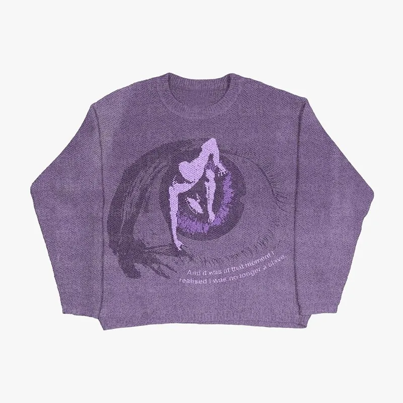 Y2k-Gestrickte-Pullover-Auge-Grafik-Mens-Frauen-Baumwolle-Pullover-Top ...