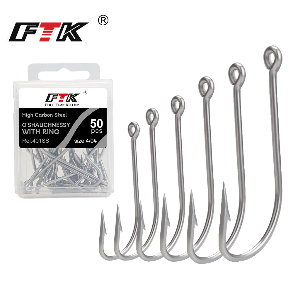 FTK-25-50Pcs-Carbon-Steel-Fishing-Hook-With-Eye-Long-Shank-Barbed-Sharp ...