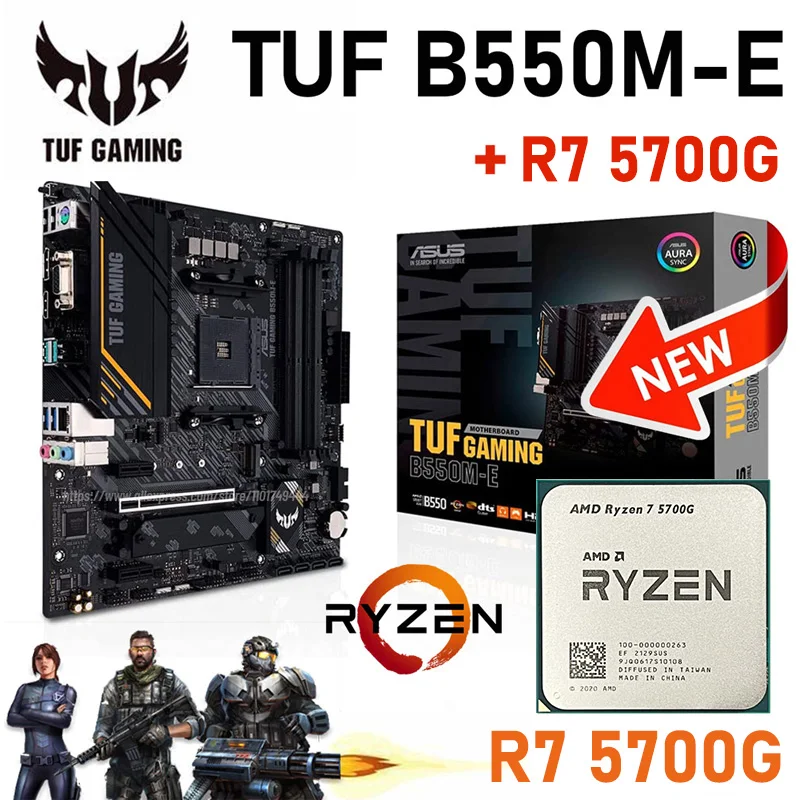 ASUS placa base AM4 B550 TUF GAMING B550M E, 128GB, M.2, procesador AMD RYZEN 7 5700G, CPU, Kit ...