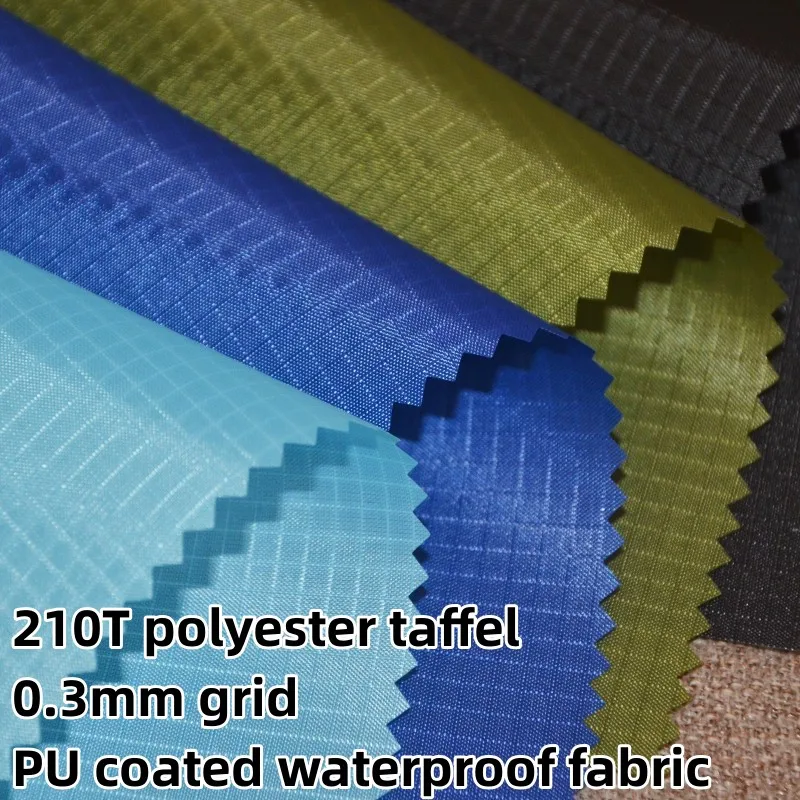 210T0-3mm-checked-polyester-taffeta-waterproof-PU-coated-umbrella-tent-fabric-storage-shopping ...