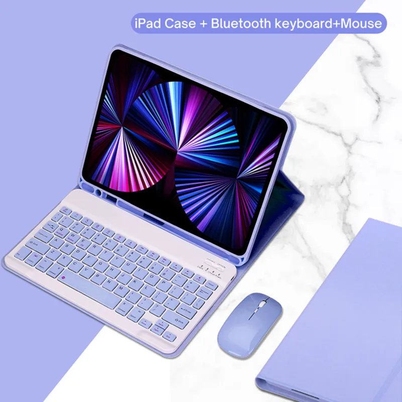 Funda con teclado y ratón arcoíris para iPad Pro 11, carcasa con ...