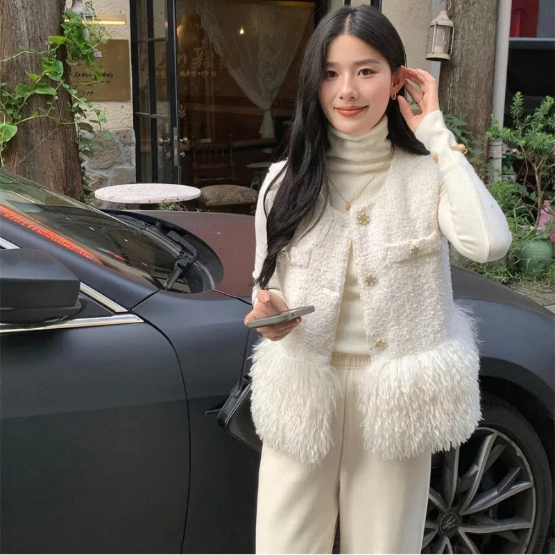 Autumn New Off-white Vest Jacket Feminine and Fragrant Style ...