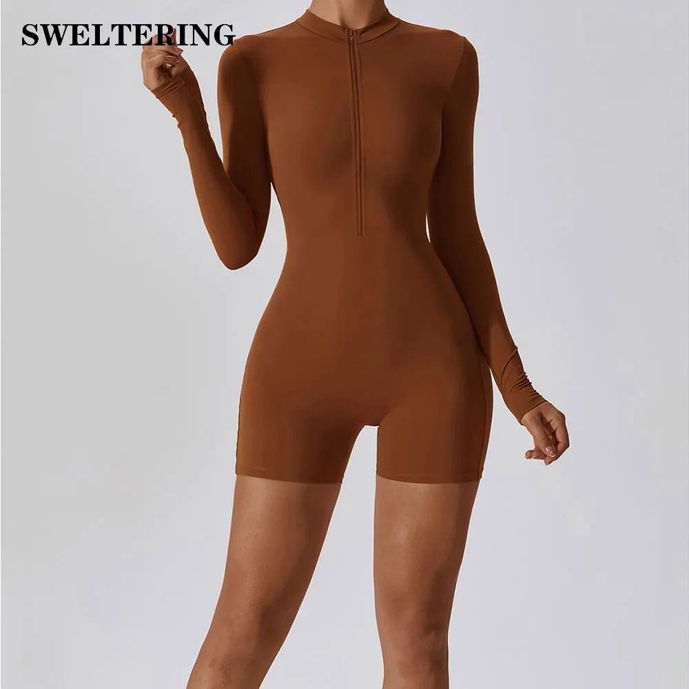 Zipper-Long-Sleeve-Boilersuit-Women-s-Workout-Tracksuit-Sportswear-Yoga-Set-Dance-Fitness ...