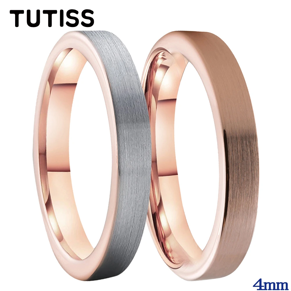 TUTISS-4mm-Men-Women-Ring-Flat-Wedding-Band-Tungsten-Gift-Jewelry-For ...