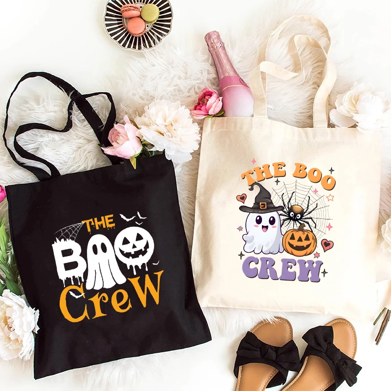 The-Boo-Crew-Canvas-Tote-Bag-Women-Men-Reusable-Shopper-Bag-Harajuku ...