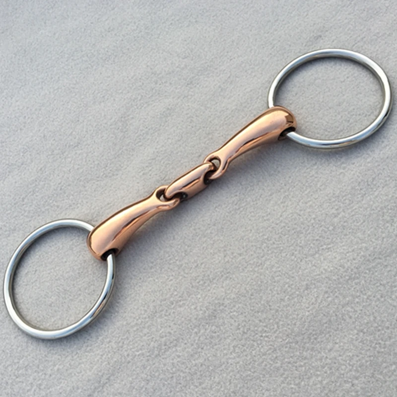 Stainless-Steel-Loose-Ring-Bit-Horse-Snaffle-Bits-Copper-Double-Broken ...