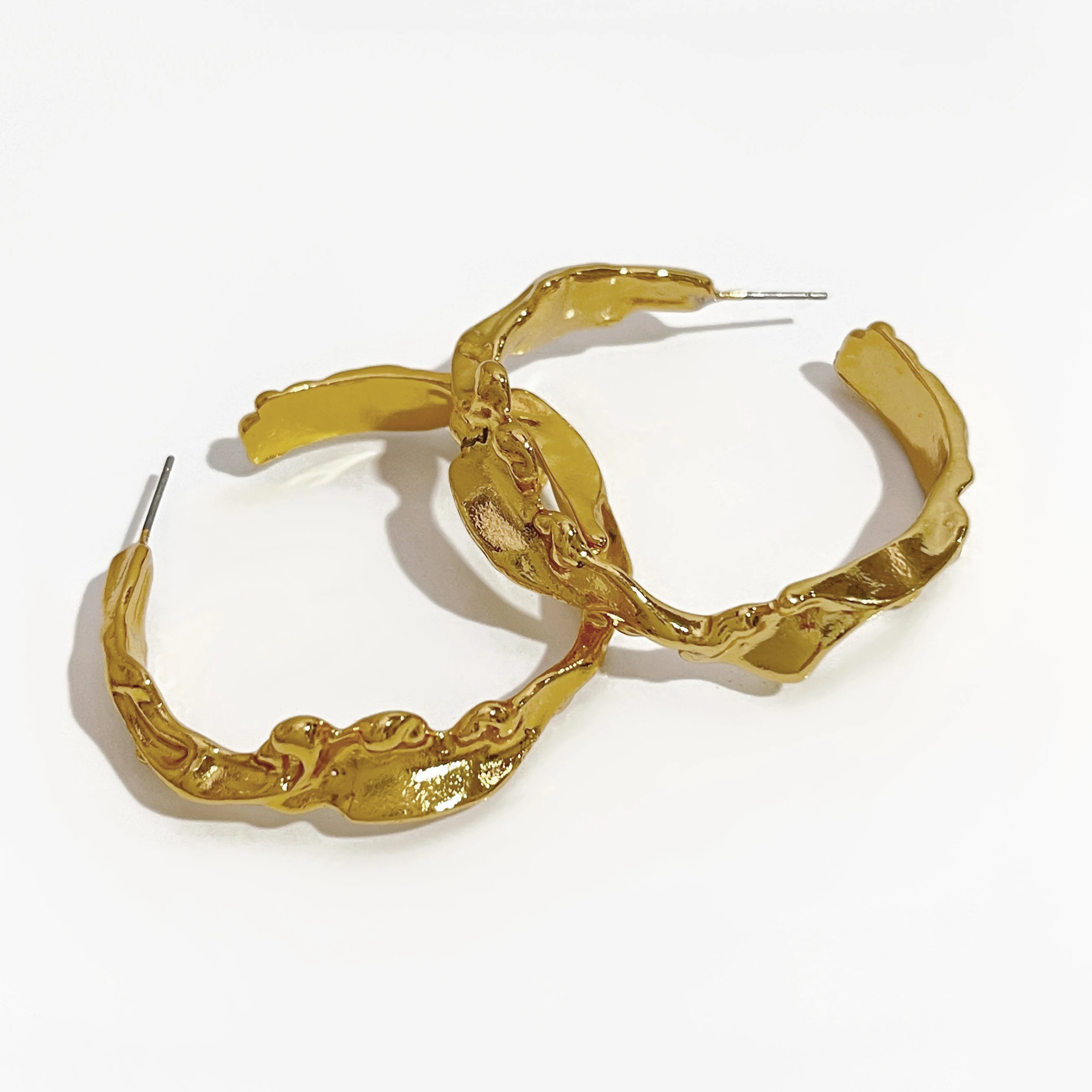 Peri'sbox Gold Color Abstract Irregular Hoop Earrings For Women Artsy ...