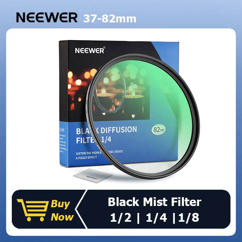 NEEWER Black Mist Filter 1/2 1/4 1/8 Black Diffusion Dreamy Cinematic ...