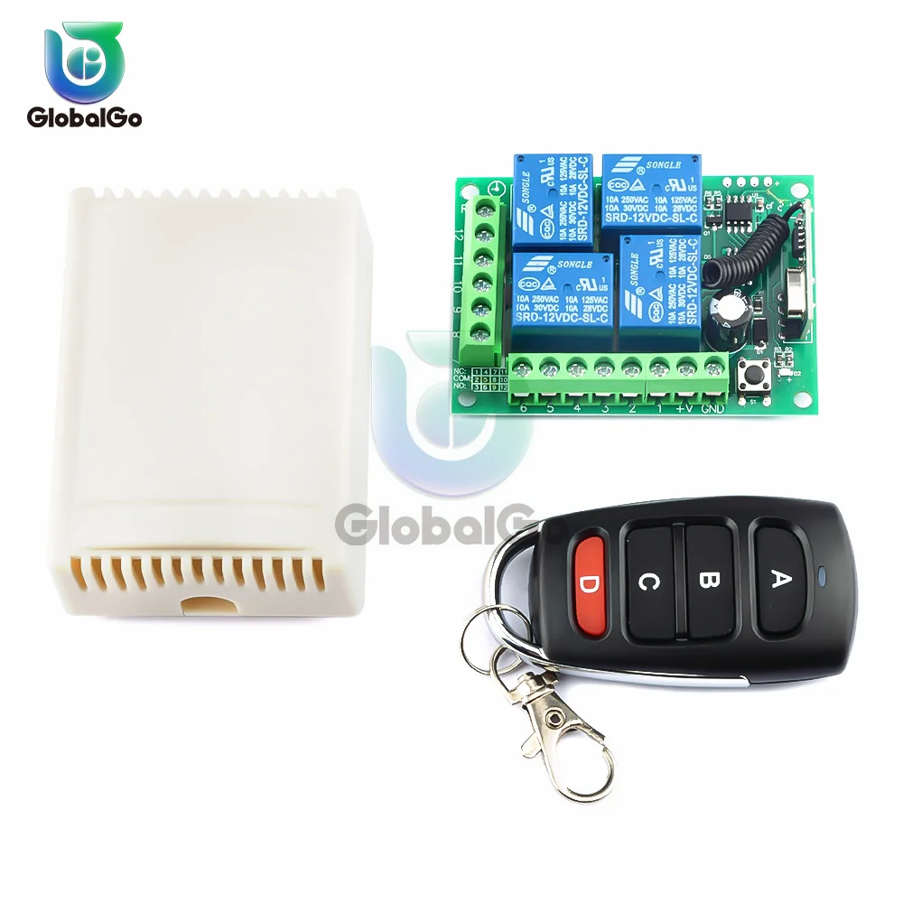 315MHz 433MHz Universal Wireless Remote Control DC 12V 4CH Relay ...