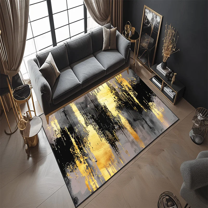 Black-Gold-Abstract-Style-Carpet-in-The-Living-Room-Home-Decoration ...