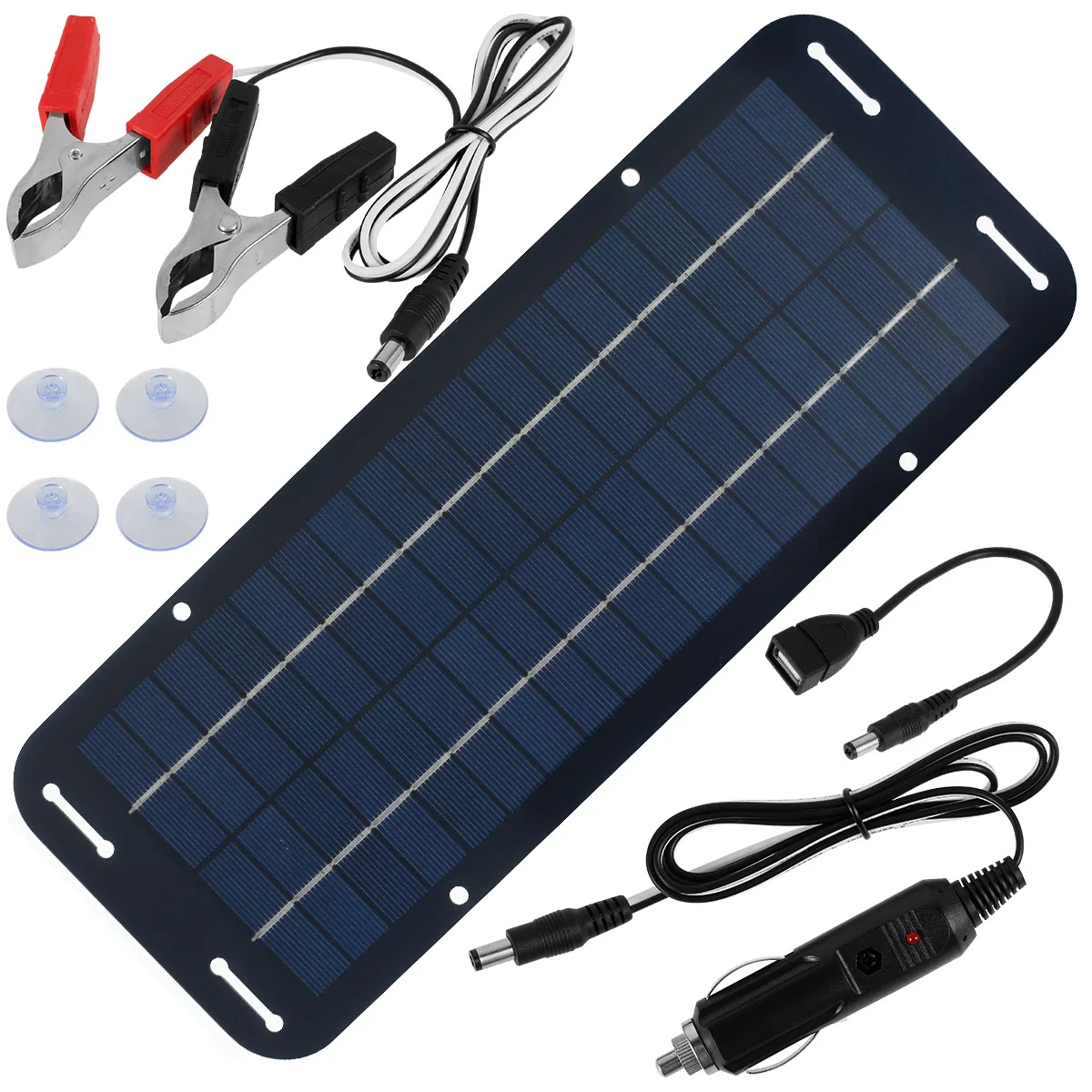 12V-Solar-Panel-Kit-IP65-Waterproof-Portable-Solar-Charger-Kit-With-4 ...