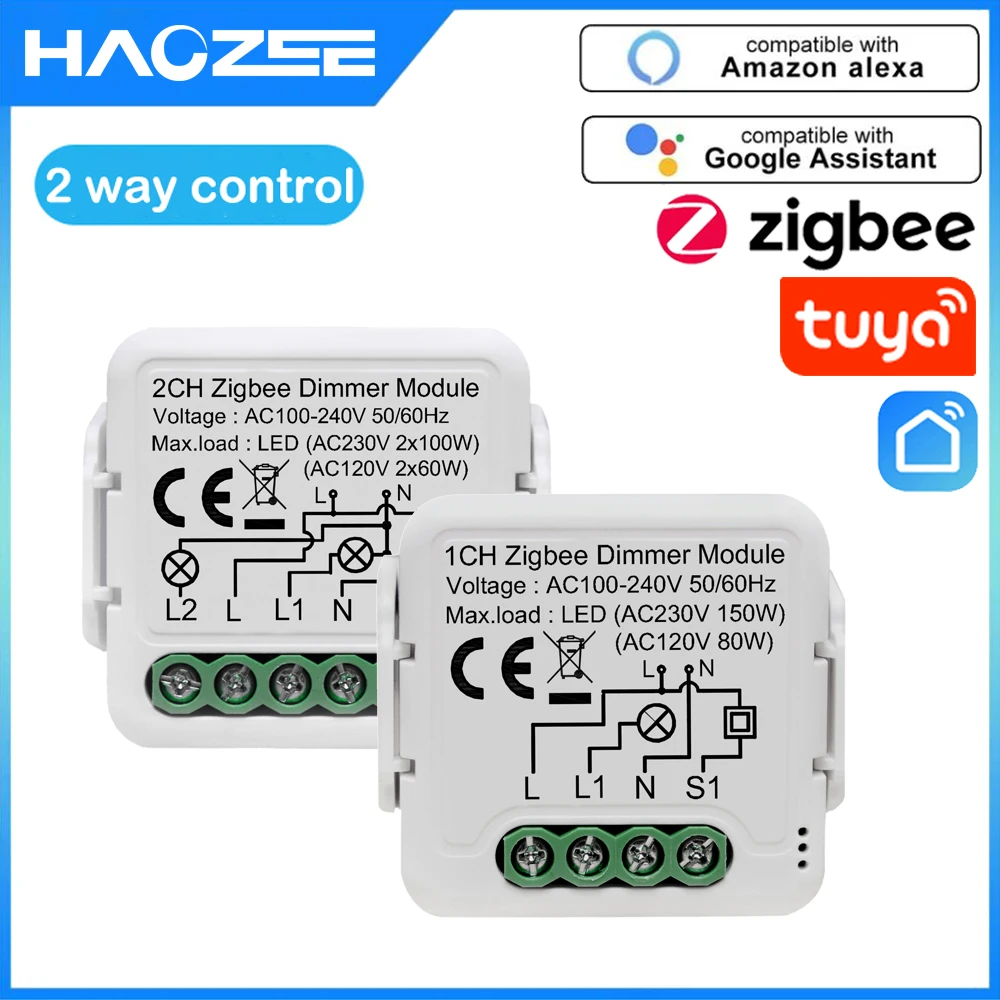 Tuya Smart ZigBee Dimmer Switch Module 1/2 Gang Dimmable Light Switch ...