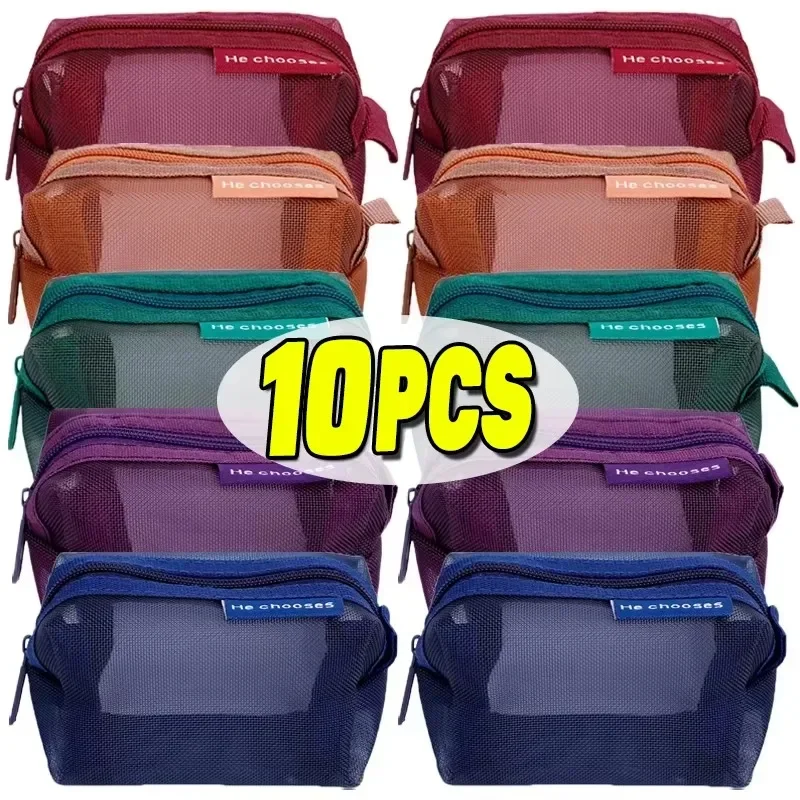 1/10Pcs Transparent Mesh Coin Purse Mini Zipper Bag Earphone Data Cable ...