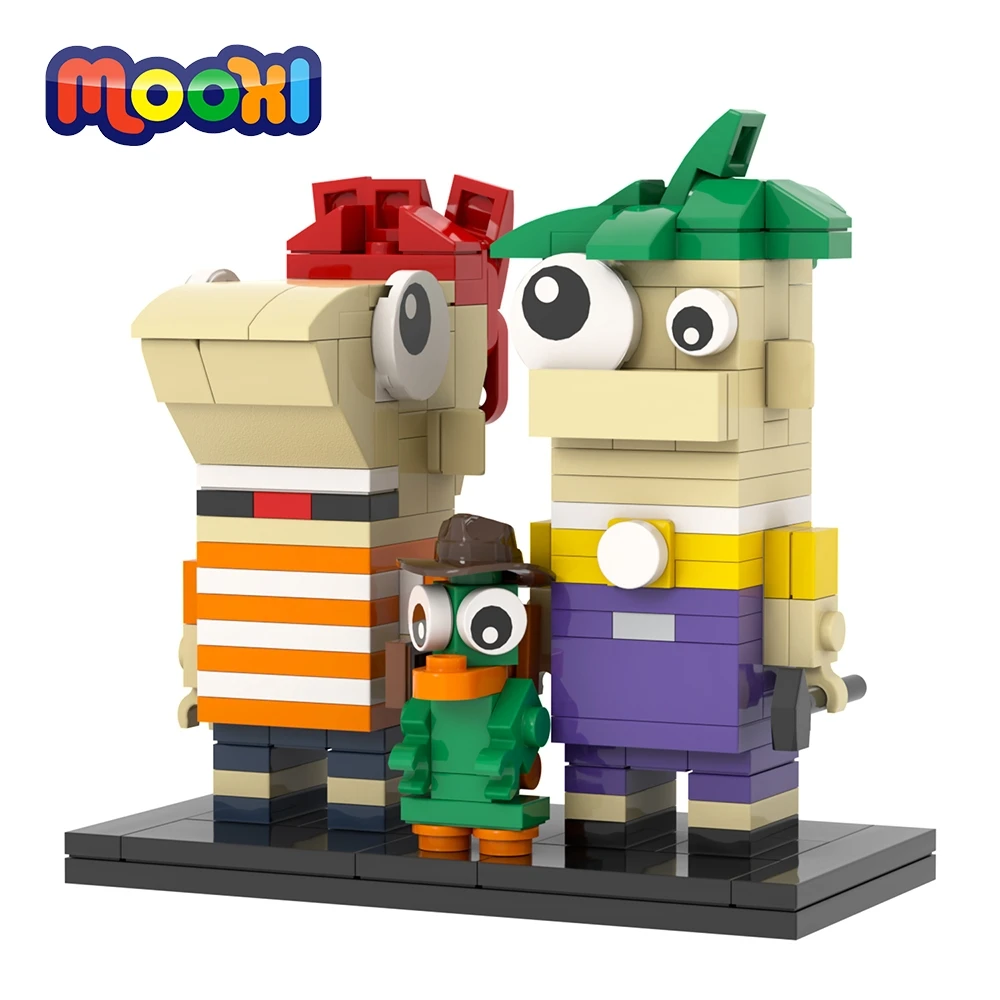 MOOXI Cartoon Figures Series 204Pcs MOC Bricks Phineased And Ferb ...