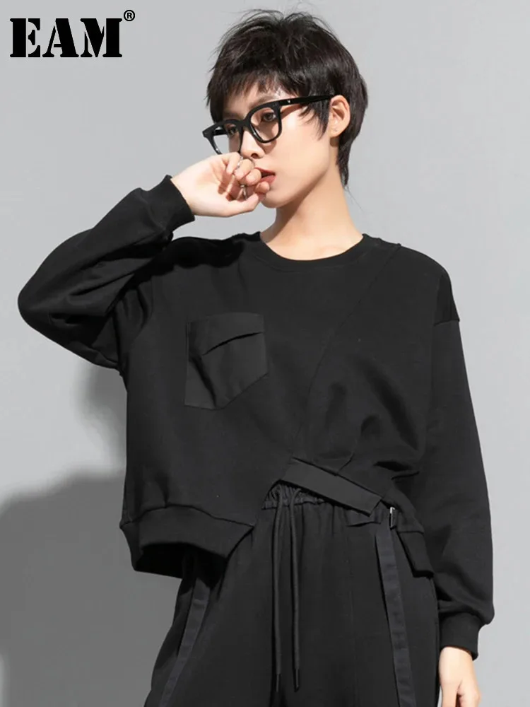 EAM-Loose-Fit-Black-Irregular-Sweatshirt-New-Round-Neck-Long-Sleeve ...