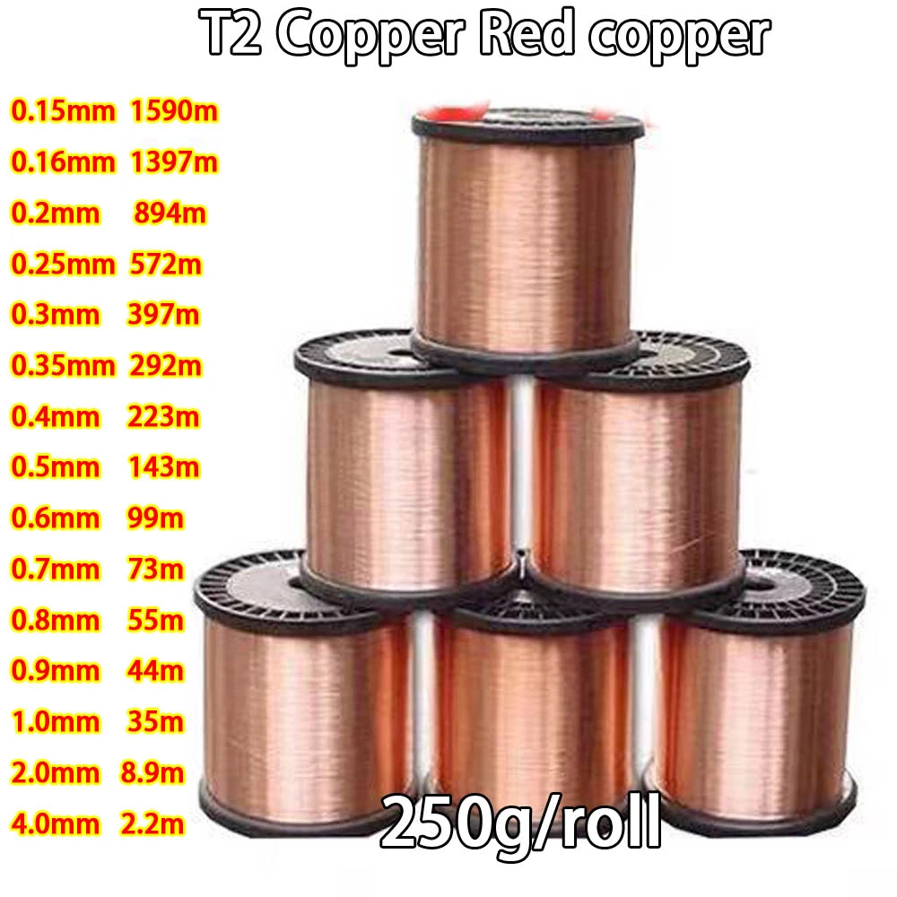250g OD 0.15/0.4/0.5/0.6/0.7/0.8/1/1.2/1.5/1.8/2/3/4 mm Copper line T2 Copper Red copper Line ...