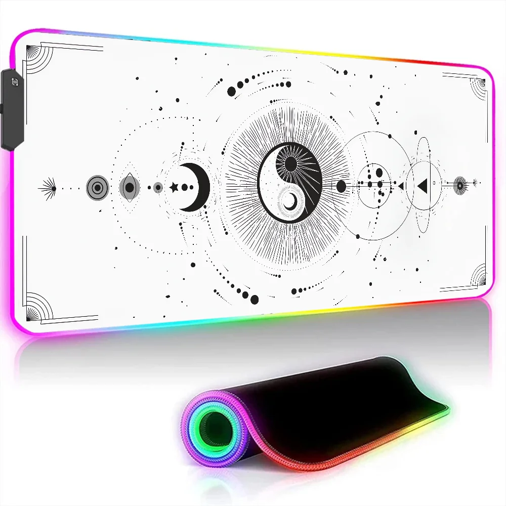 Gaming Keyboard Extended Pad White Yinyang Desktops Rgb Mouse Mats ...