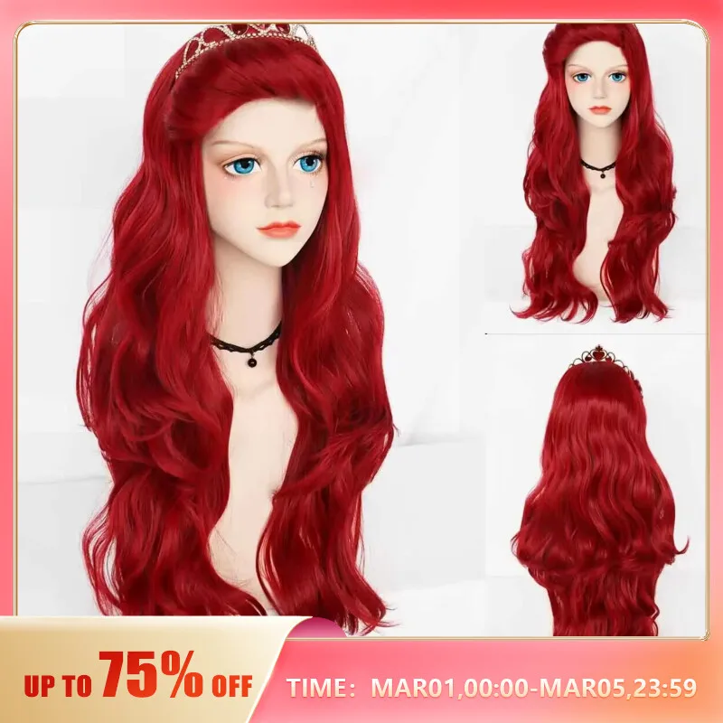 Princesa-coroa-peruca-de-cabelo-sint-tico-para-meninas-longo-ondulado ...