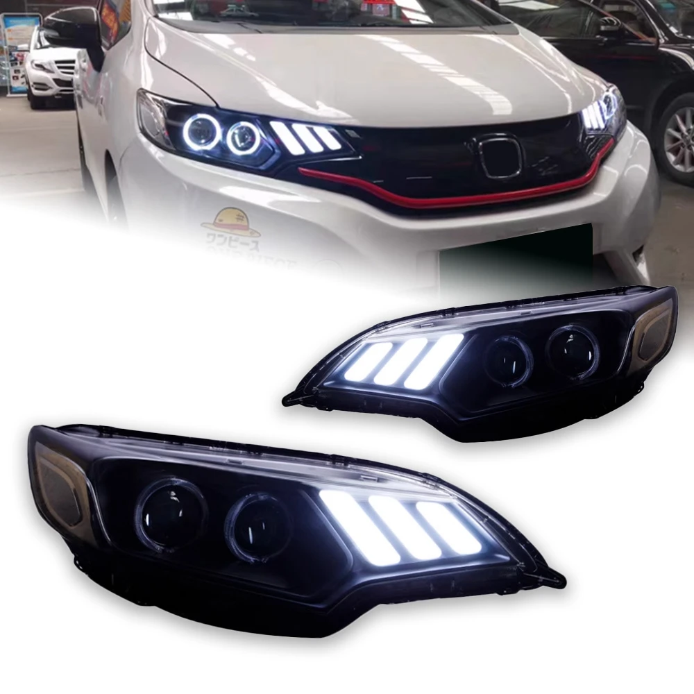 AKD Car Styling Head Lamp for Honda Jazz Headlights 2014 2019 New Fit LED Headlight DRL Hid Bi Xenon Auto Accessories