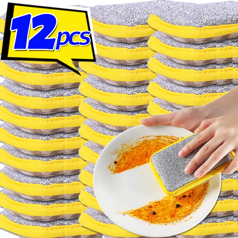 1-12PCS-Double-side-Dishwashing-Sponges-Square-Oil-Removal-Scouring ...