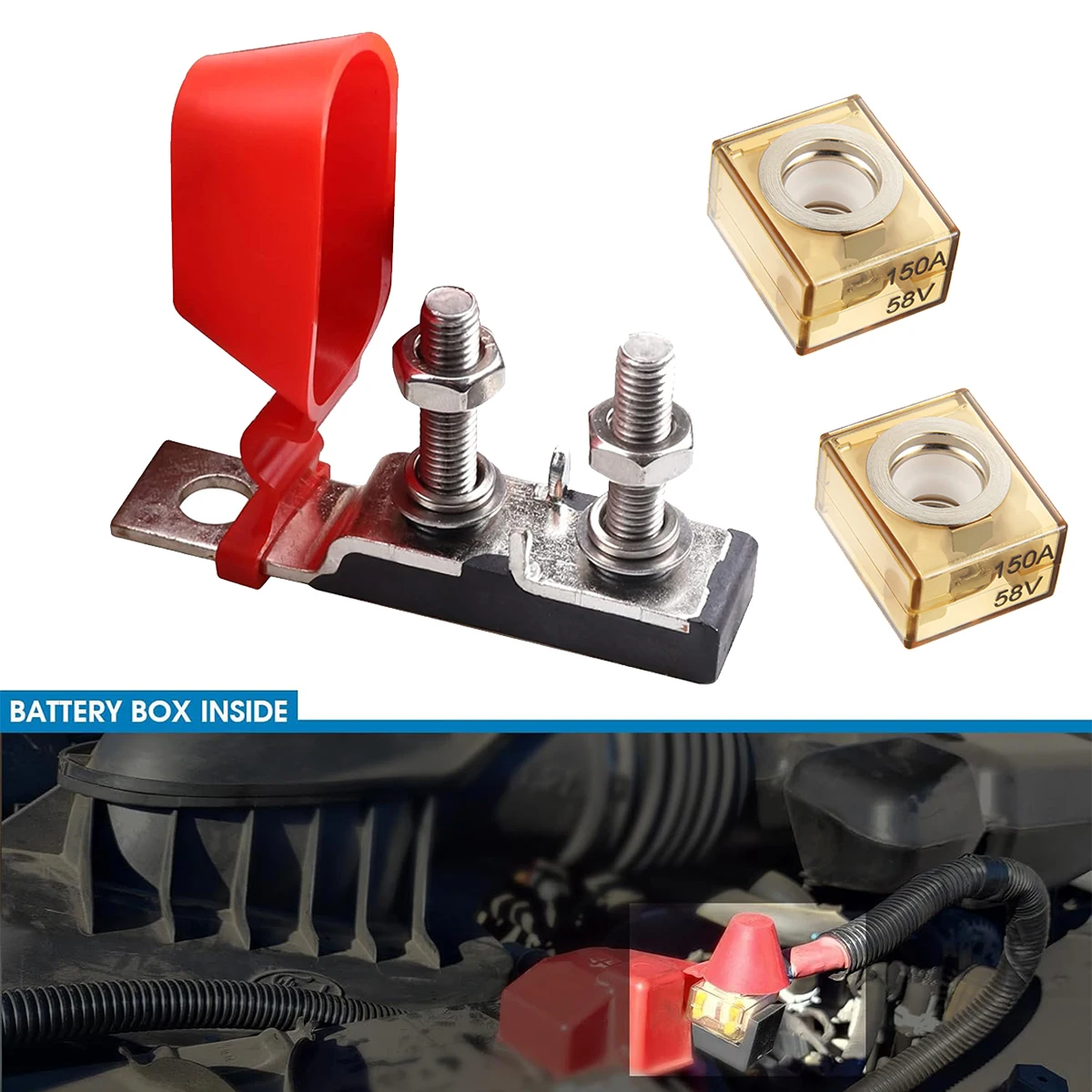 Dual Terminal Fuse Block 30-300 AMP Marine Rated Battery Fuse MRBF Fuse ...