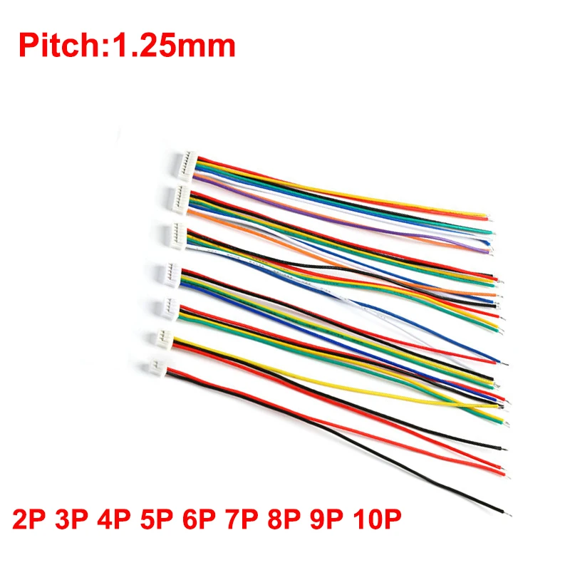 10PCS 1.25 Male Plug Wire Connector 28AWG 1.25mm Pitch 2/3/4/5/6/7/8/9 ...