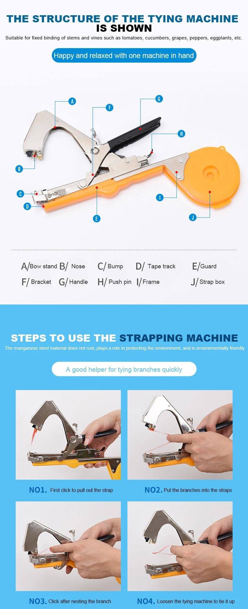 Sécateur à Crémaillère,Machine à lier les plantes et le ruban,outils ...