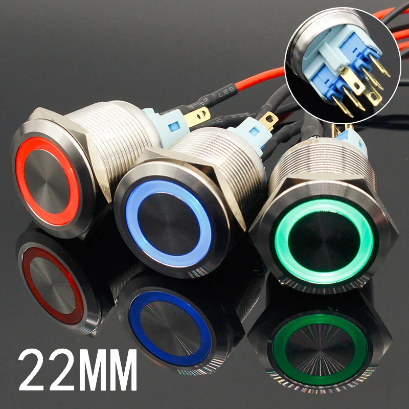 1PC-Colorful-Useful-Durable-5V-12V-24V-220V-22mm-LED-Power-Push-Button ...